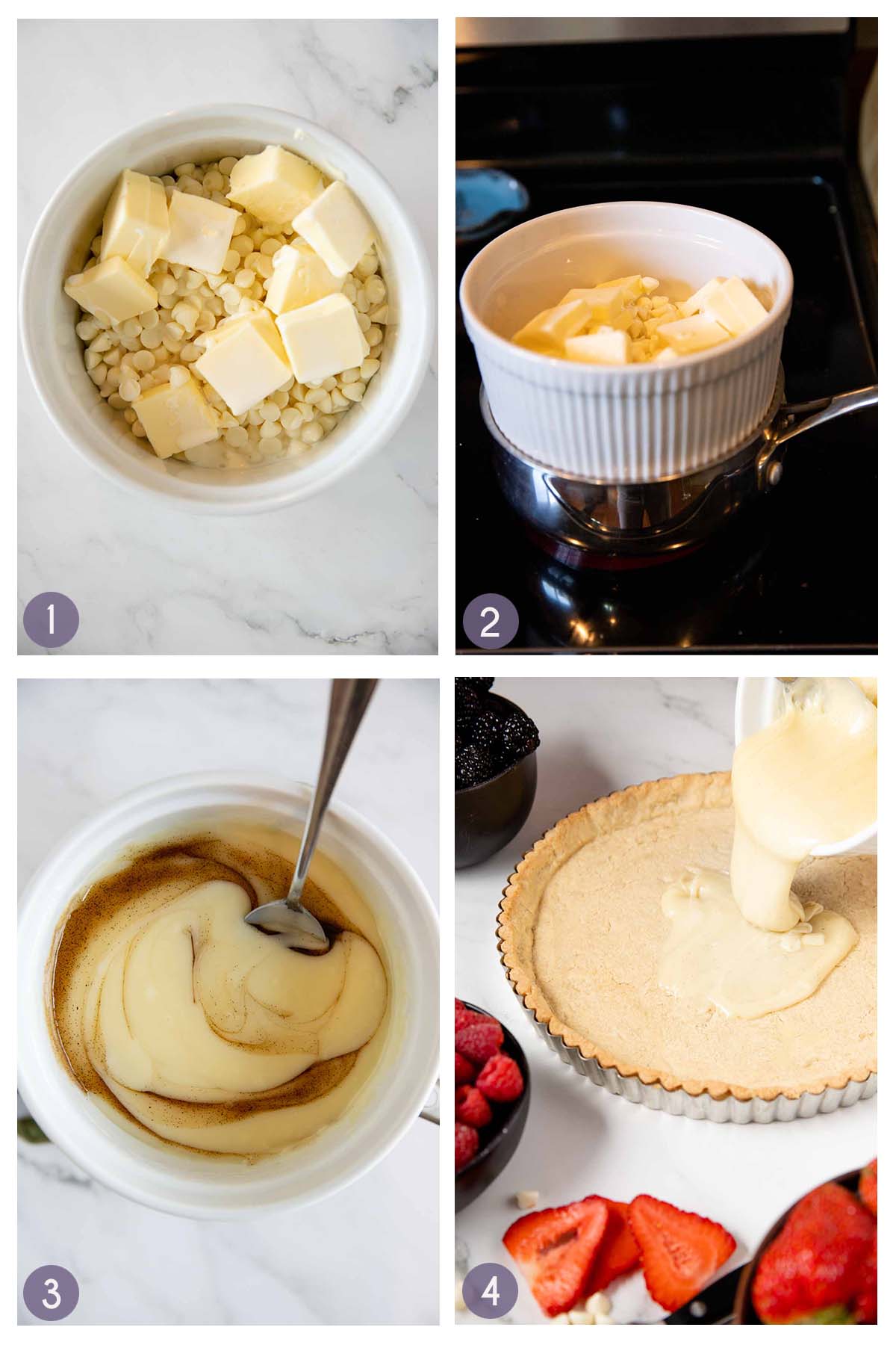 White Chocolate Berry Tart - Quick No Bake Filling and GF Crust Option!