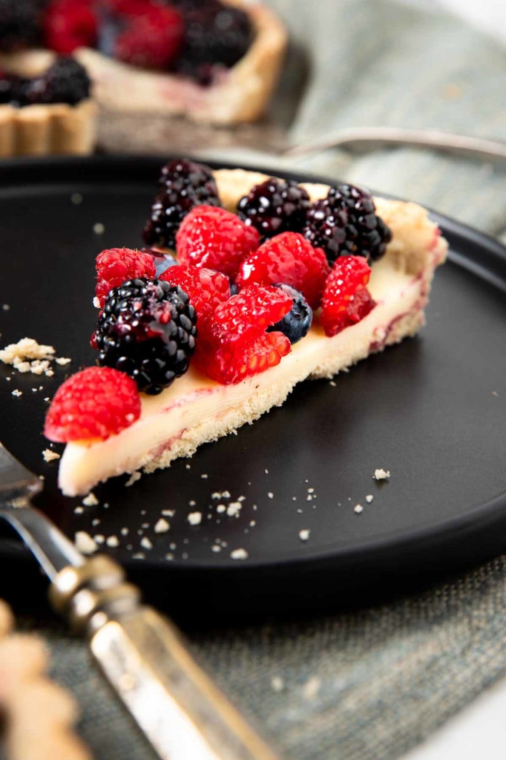 White Chocolate Berry Tart - Quick No Bake Filling and GF Crust Option!